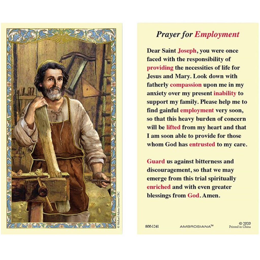 25 Laminated Holy Cards Saint Joseph the Worker - My Scriptorium